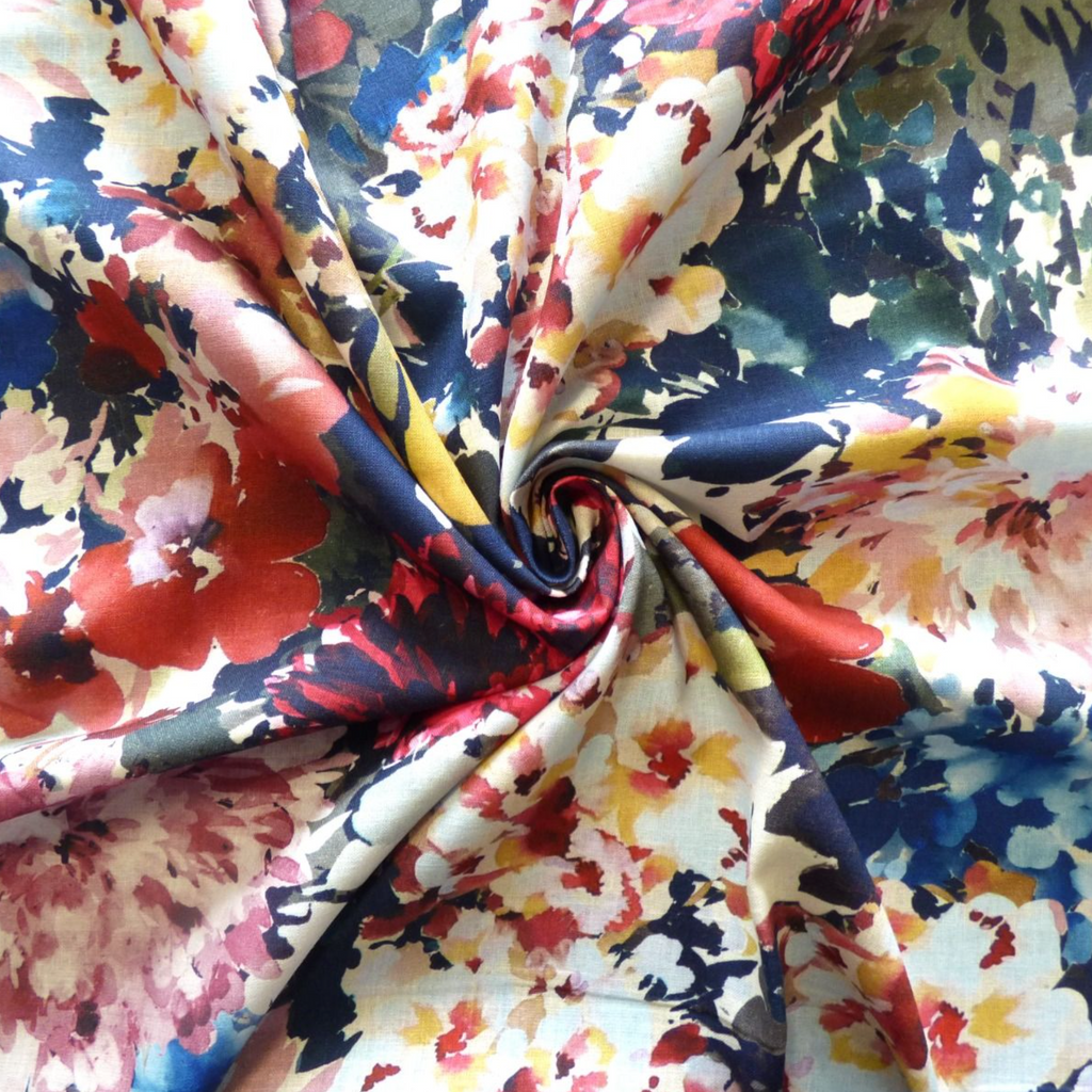 Chelsea Showcase Navy Lady McElroy Floral Linen Rayon Mix Fabric – The ...