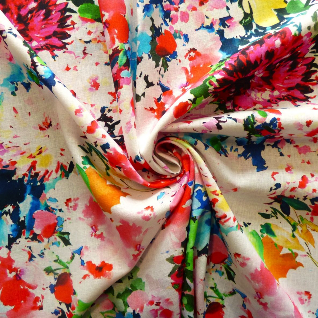 Chelsea Showcase Scarlet Lady McElroy Floral Linen Rayon Mix Fabric ...